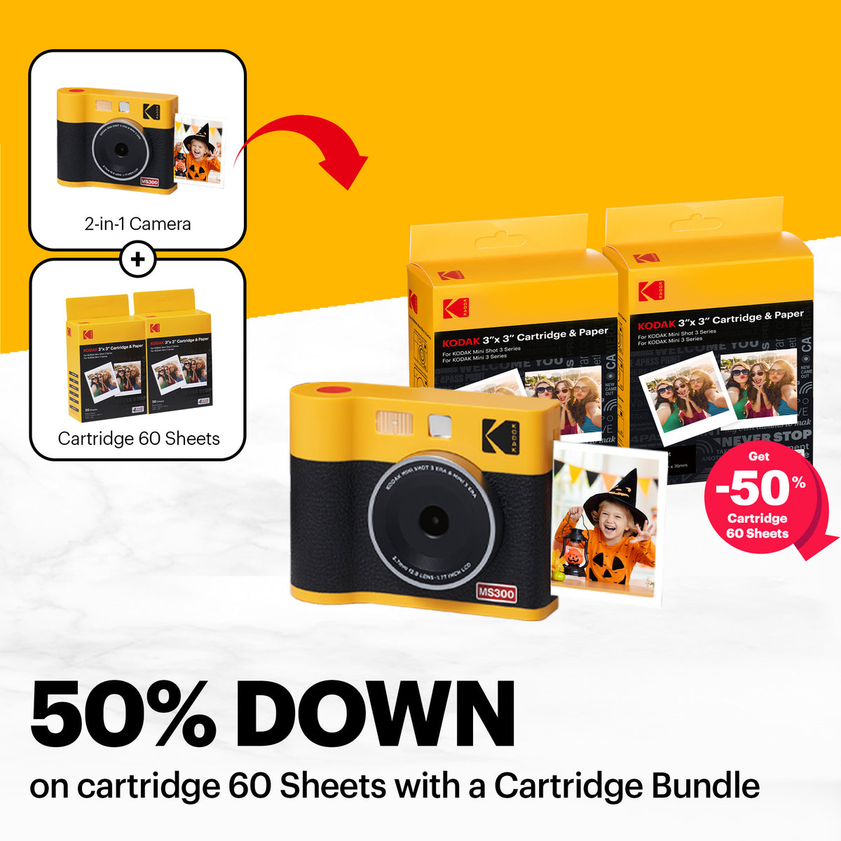 KODAK Mini Shot 3 ERA 2-in-1 Instant Camera and Photo Printer (3x3) (C – Kodak Photo Printer Europe