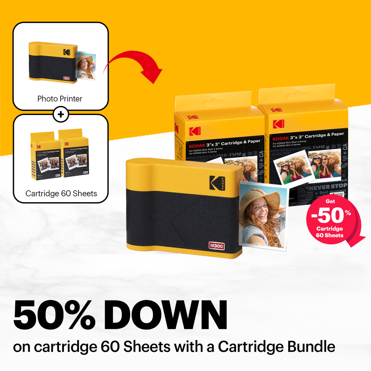 KODAK Mini 3 ERA Portable Photo Printer (3x3inches) (Printer + 8 Sheet ...