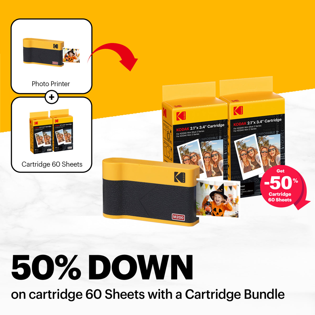 KODAK Mini 2 ERA Portable Photo Printer Cartridge Bundle (2.1x3.4) (Pr ...