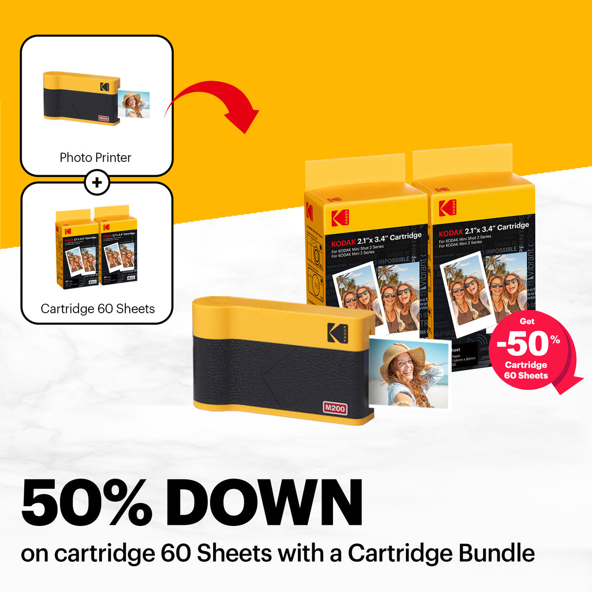 KODAK Mini 2 ERA Portable Photo Printer (2.1x3.4) (Printer + 8 Sheets ...