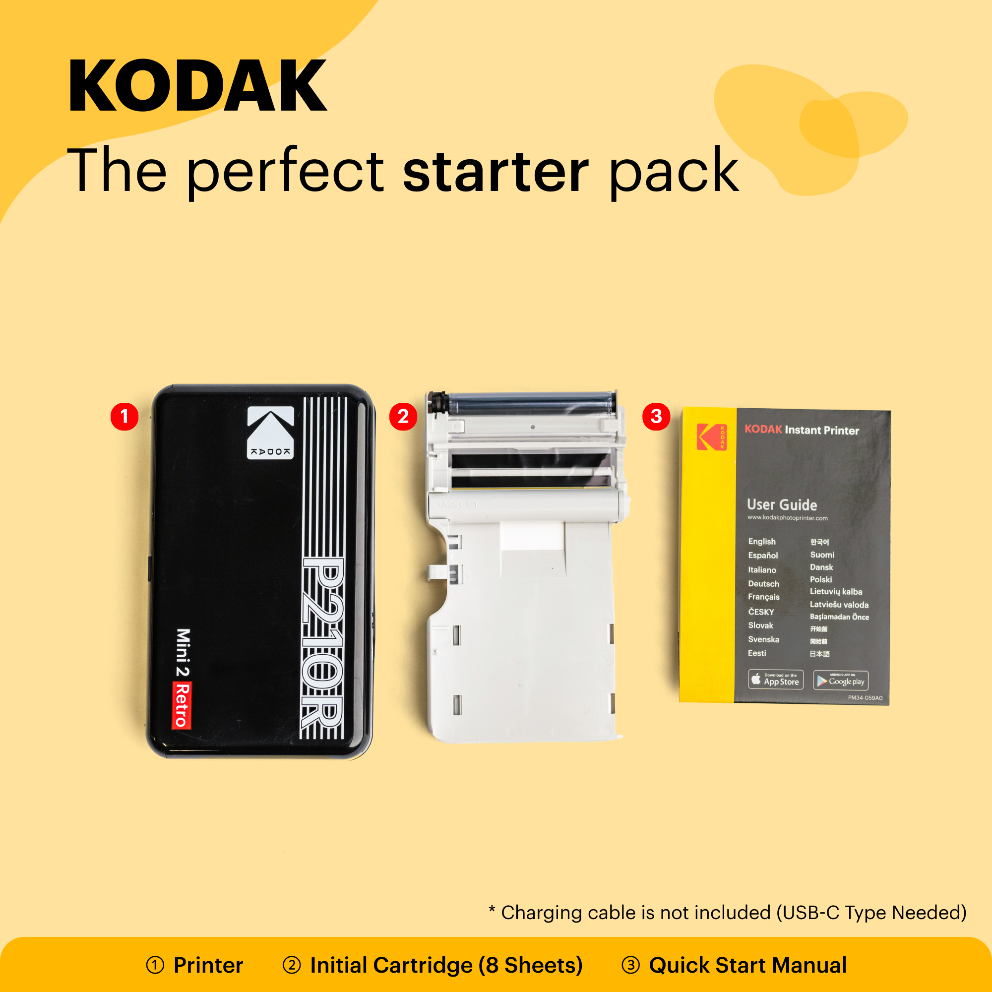 Kodak Mini 2 Retro (P210R) Tragbarer Sofortfotodrucker | 2,1 x 3,4 ...
